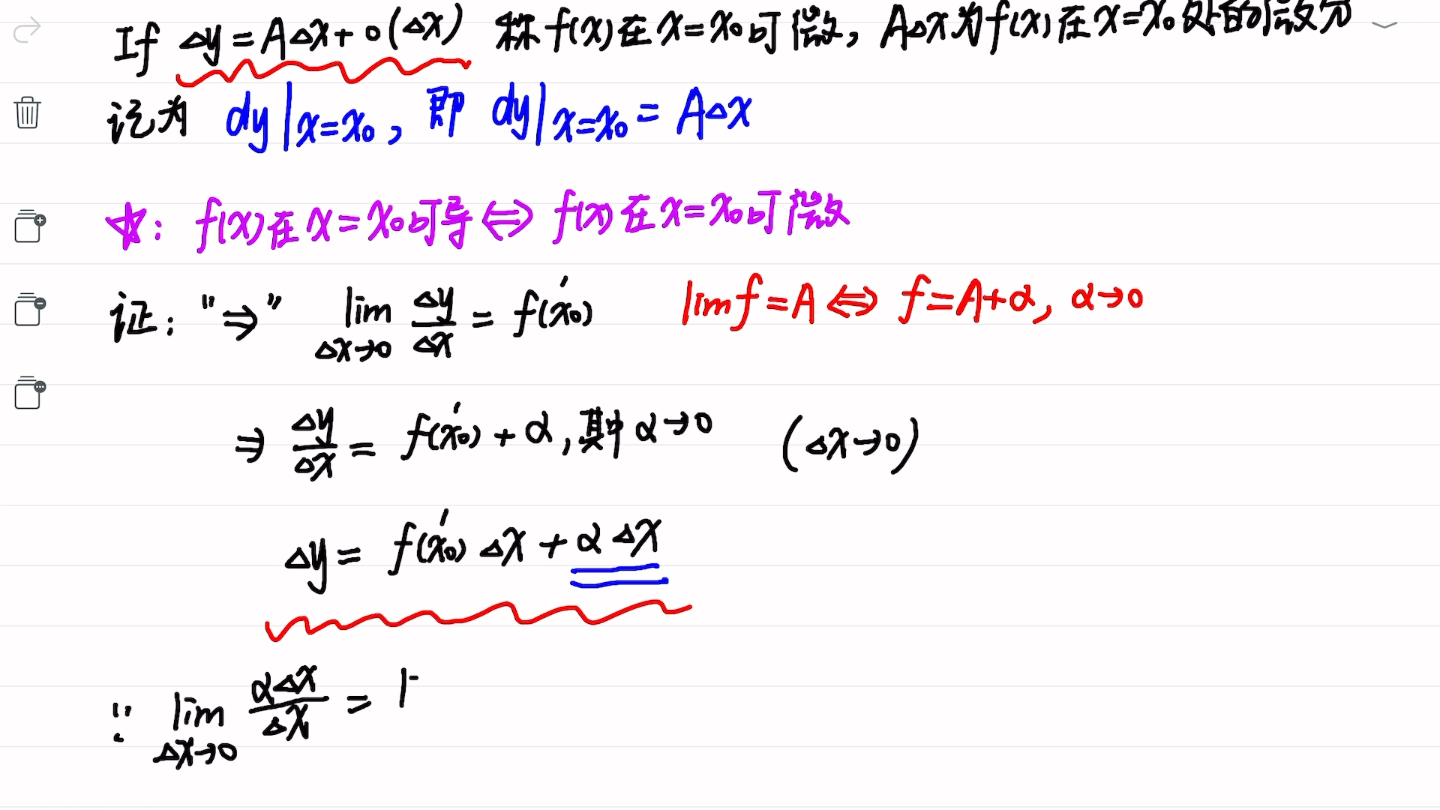 证明“可导一定可微,可微一定可导”
