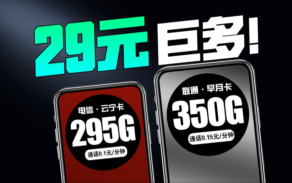 谁大谁有理?月租29元的295Gvs350G大流量卡,居然都能通话!2024...