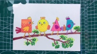 创意简笔画,怎么样用图形画出简单又好看的小鸟,画画的岚岚老师
