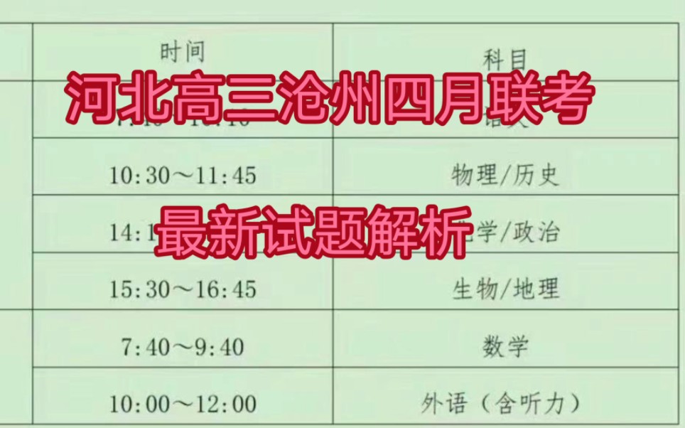 河北2023届高三沧州四月联考全科试题解析需要的同学私我,认真复习,...