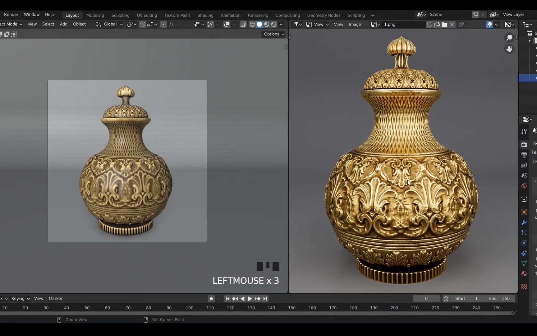 【Blender3D】Blender建模和渲染-华丽的浮雕金属瓶