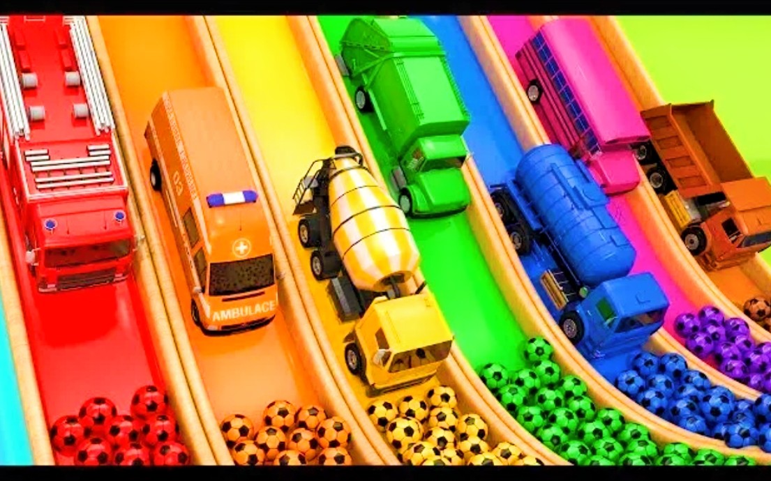 儿童益智早教动画,工程车卡车搅拌车闯关游戏 学习数字颜色 幼儿英语...