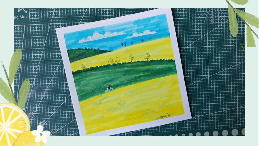 【色彩】马克笔风景画,几种颜色描绘出春天的景色,适合初学者