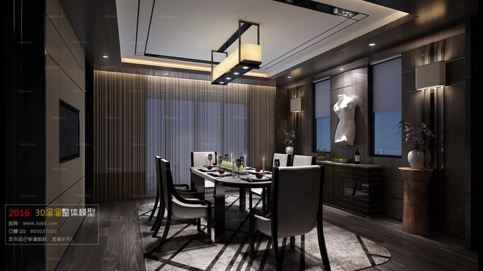 模型:1363max3d66现代中式欧式美式东南亚地中海工业混搭餐厅厨房...