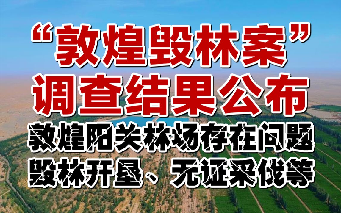 ...“敦煌毁林案”调查结果!阳关林场存在毁林开垦、无证采伐等问题!