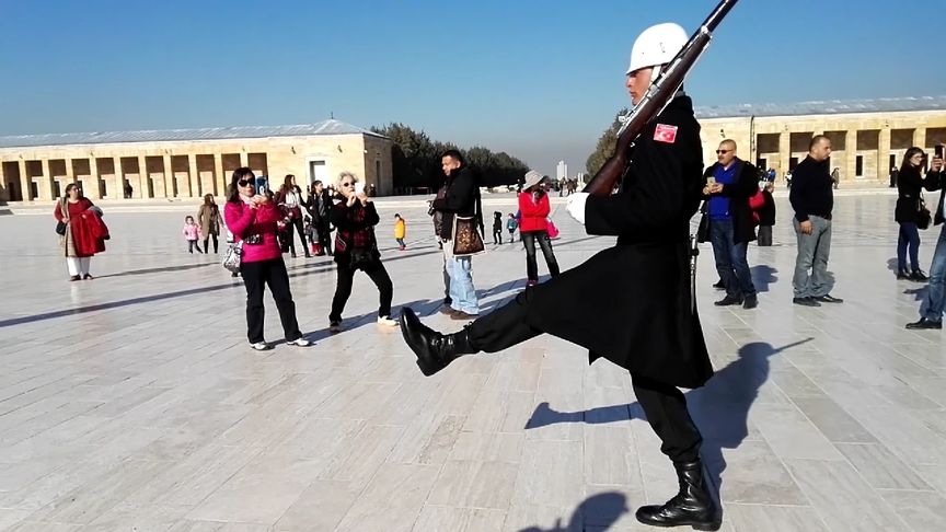 看这礼仪表演,好似有点顺拐