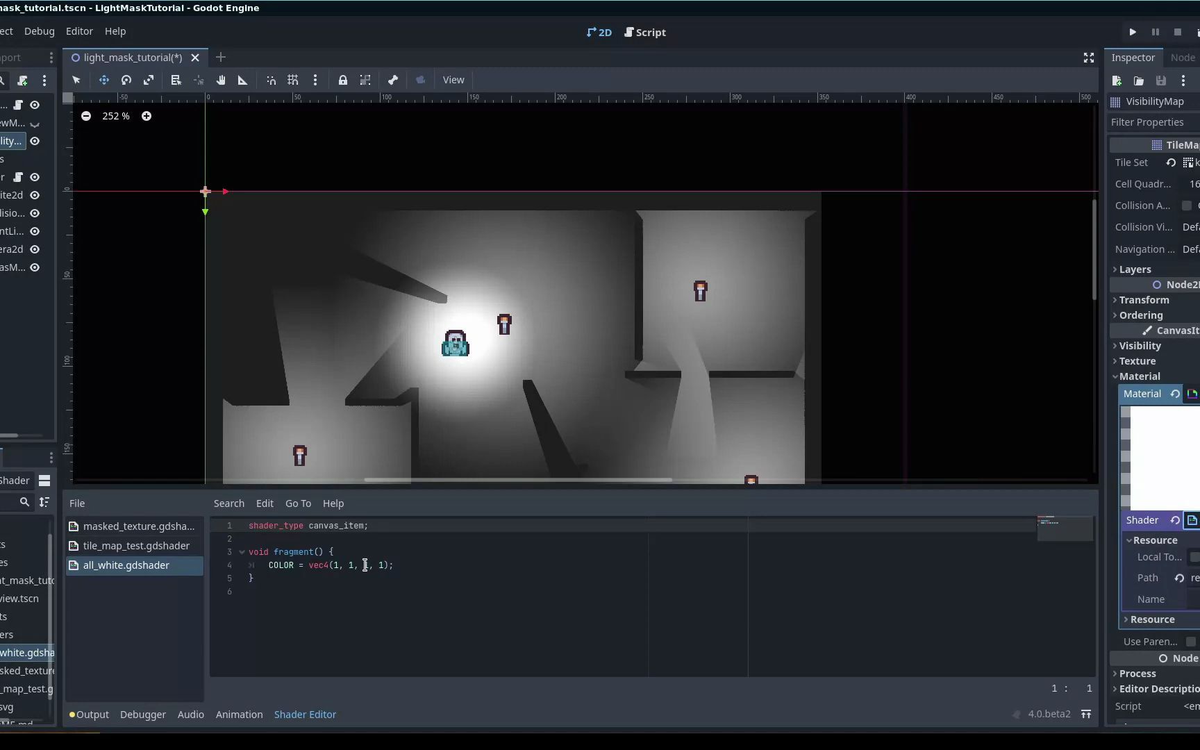 Godot 4 中文教程:2D灯光的Visibility Mask可见性蒙版遮罩(角色看得到...
