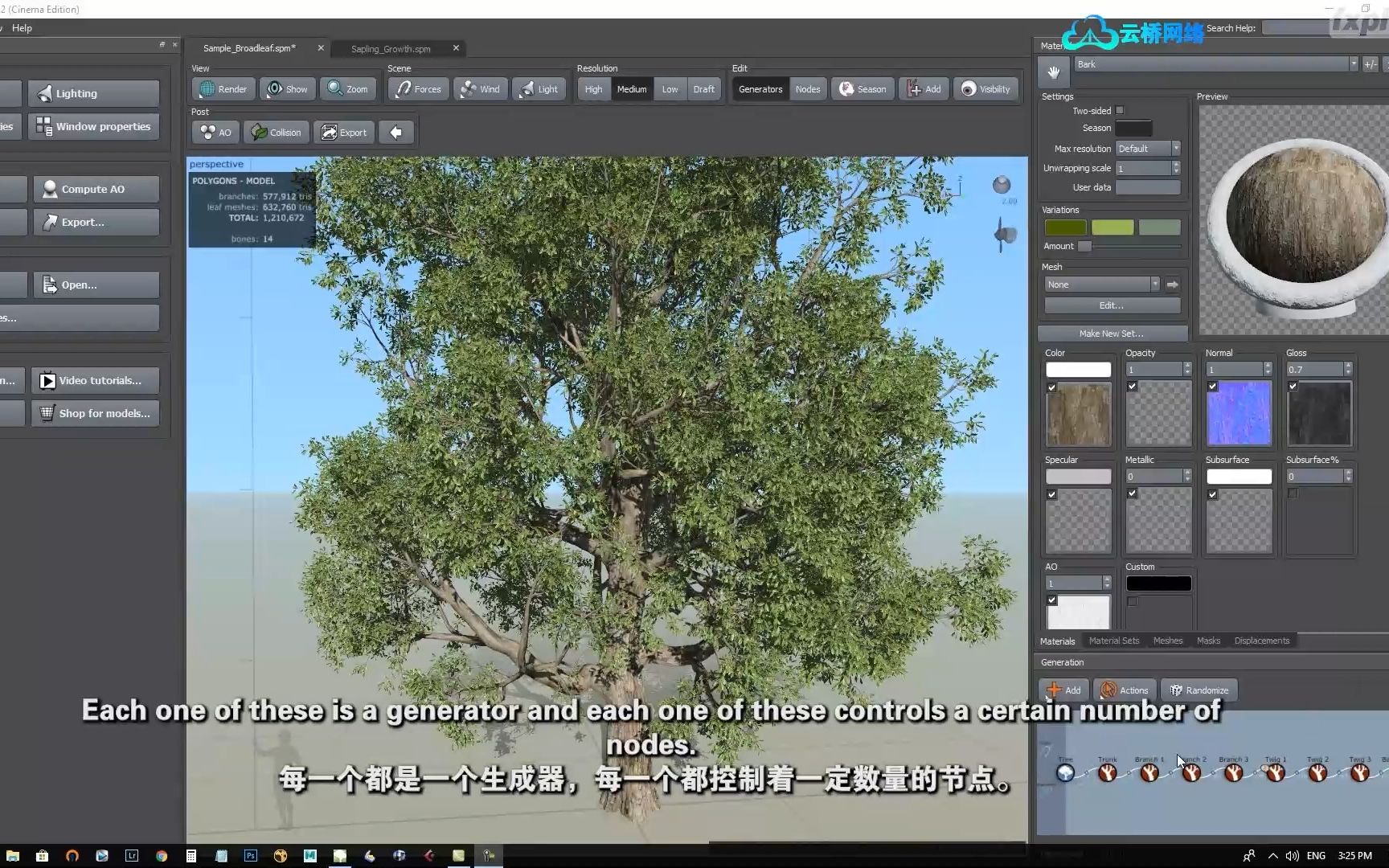 SpeedTree树木植被模型制作视频继承