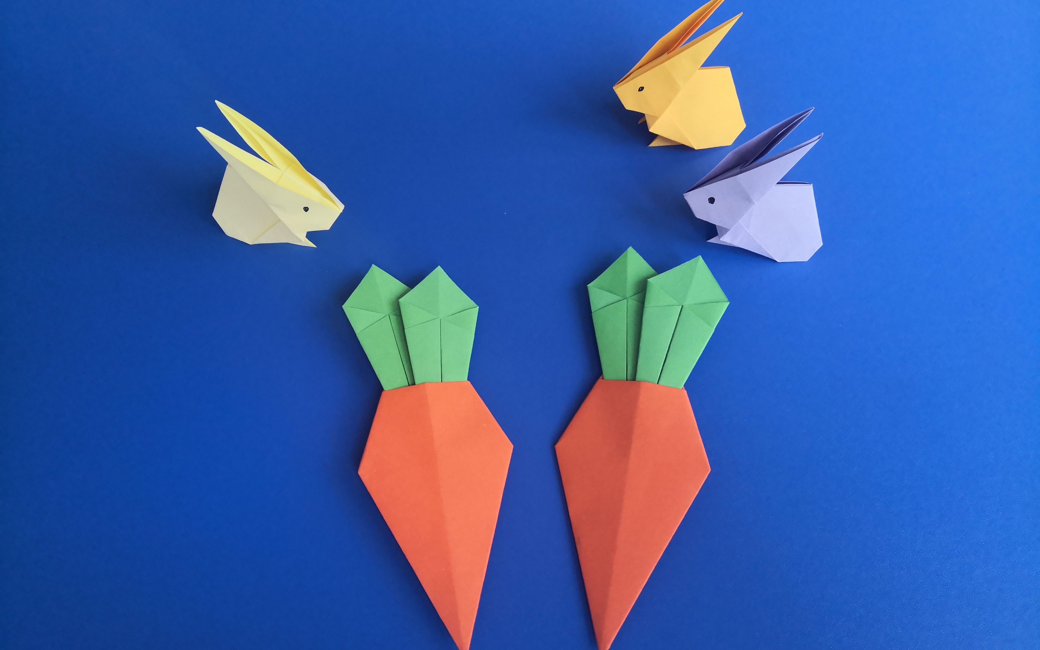 折纸胡萝卜的折法,步骤简单,适合幼儿园小朋友手工制作