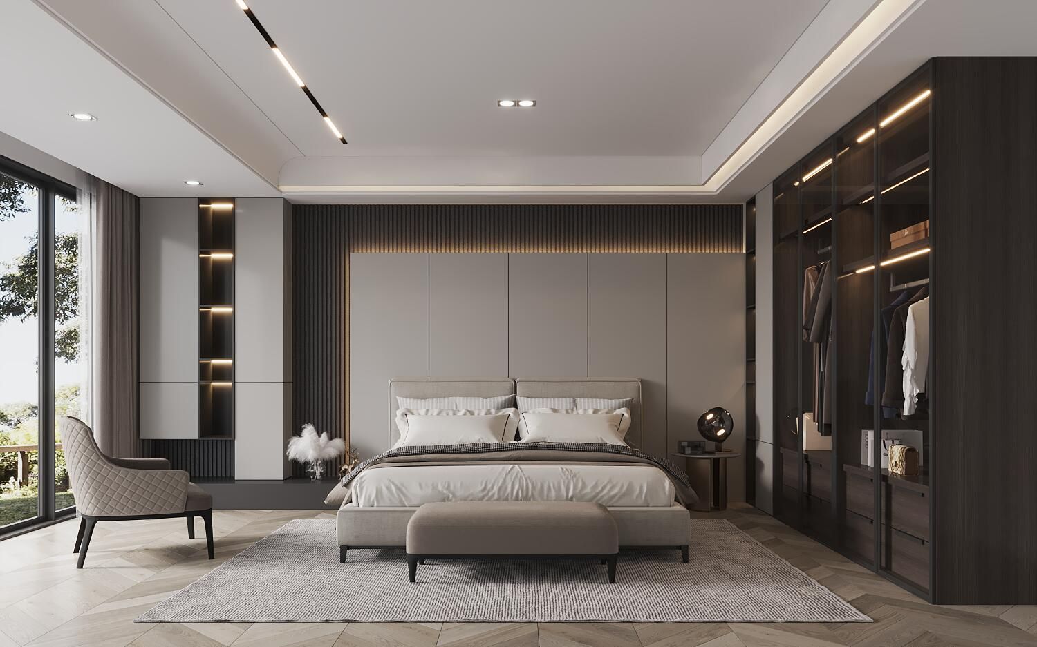 【corona】现代简约黑白灰卧室材质调整,满满的都是高级感!vray 3dmax