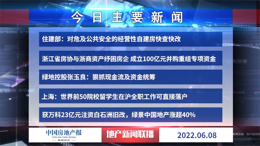 地产新闻联播丨住建部:对危及公共安全的经营性自建房快查快改