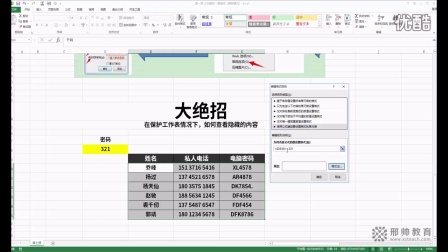 office办公软件excel教程 excel数据隐藏保护和解密 excel入门教程 2013...