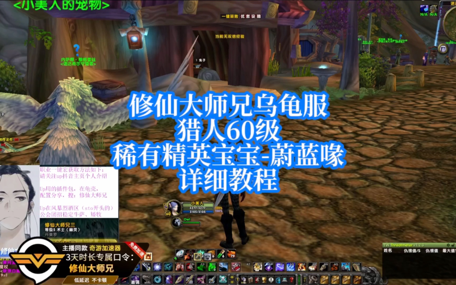 修仙大师兄乌龟服猎人60级稀有精英宝宝-蔚蓝喙详细教程_哔哩哔哩...