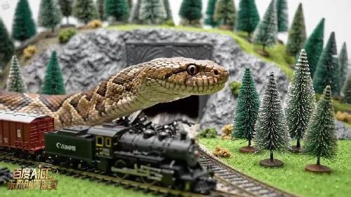 隧道惊现巨蛇顶翻火车头!模型事故还是怪兽入侵?