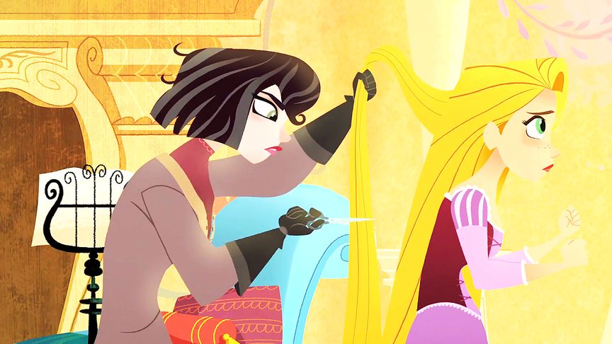 动画片：美丽可爱长发公主，头发可绕房好几圈，连剪子都剪不断它