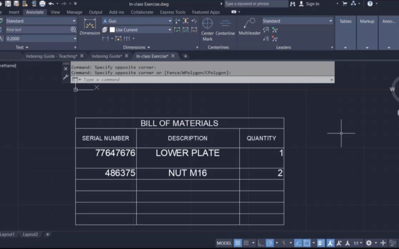L12:表格的创建与设置 | AutoCAD 英文教学 | 物料清单创建 | 工程制图 | ...