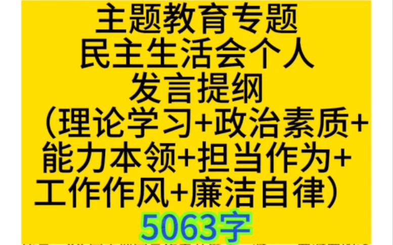 主题教育专题民主生活会个人发言提纲(理论学习+政治素质+能力本领+...