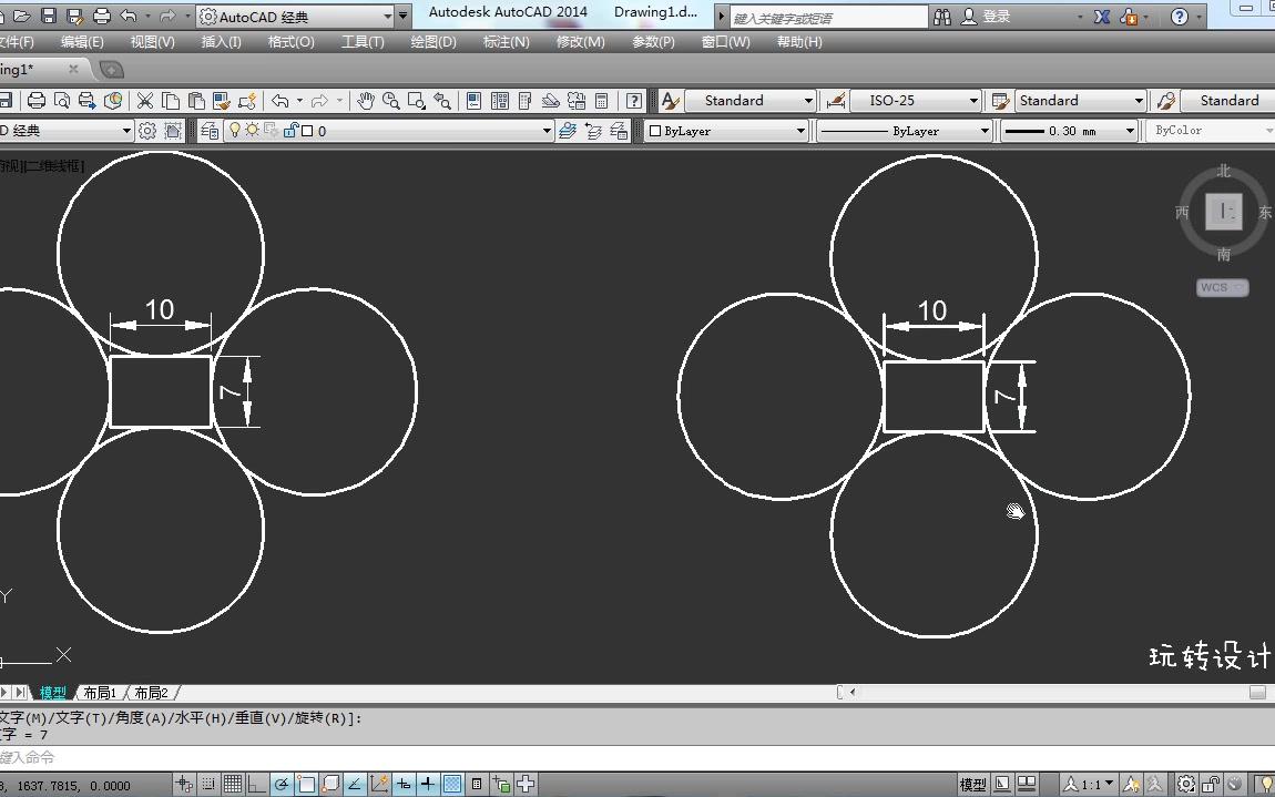 CAD技巧绘图:圆与圆之间3相切,已知图纸尺寸只有一个,如何画图