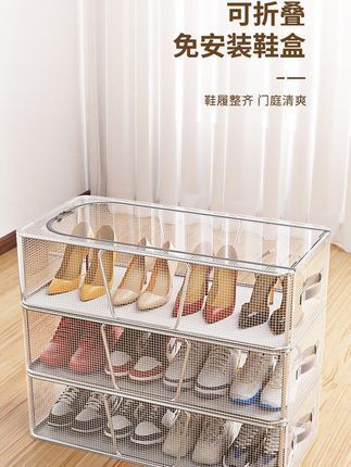 ...就用这个#鞋子收纳盒 收纳起来,防潮防尘,还能节省空间。 #透明鞋盒 ...