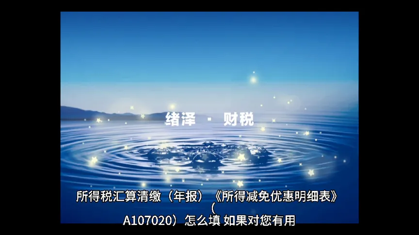 汇算清缴(年报) 所得减免优惠明细表(A107020)极简填报说明