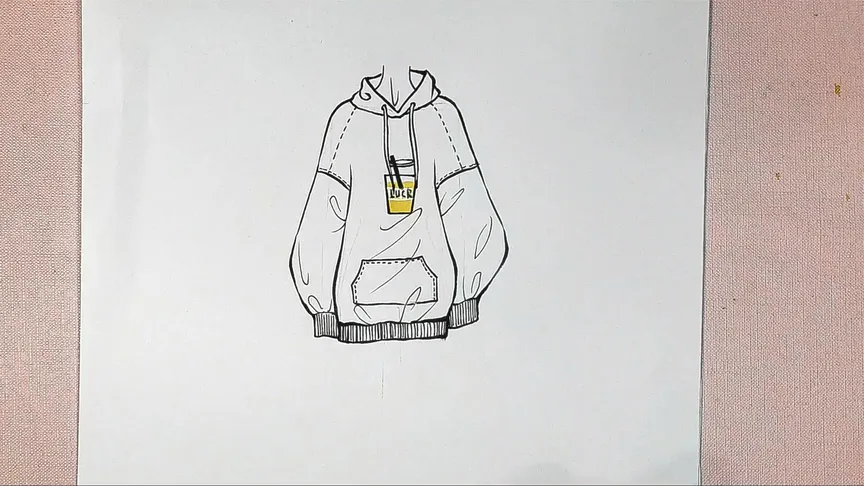 服装设计手绘学习:卫衣款式图绘画