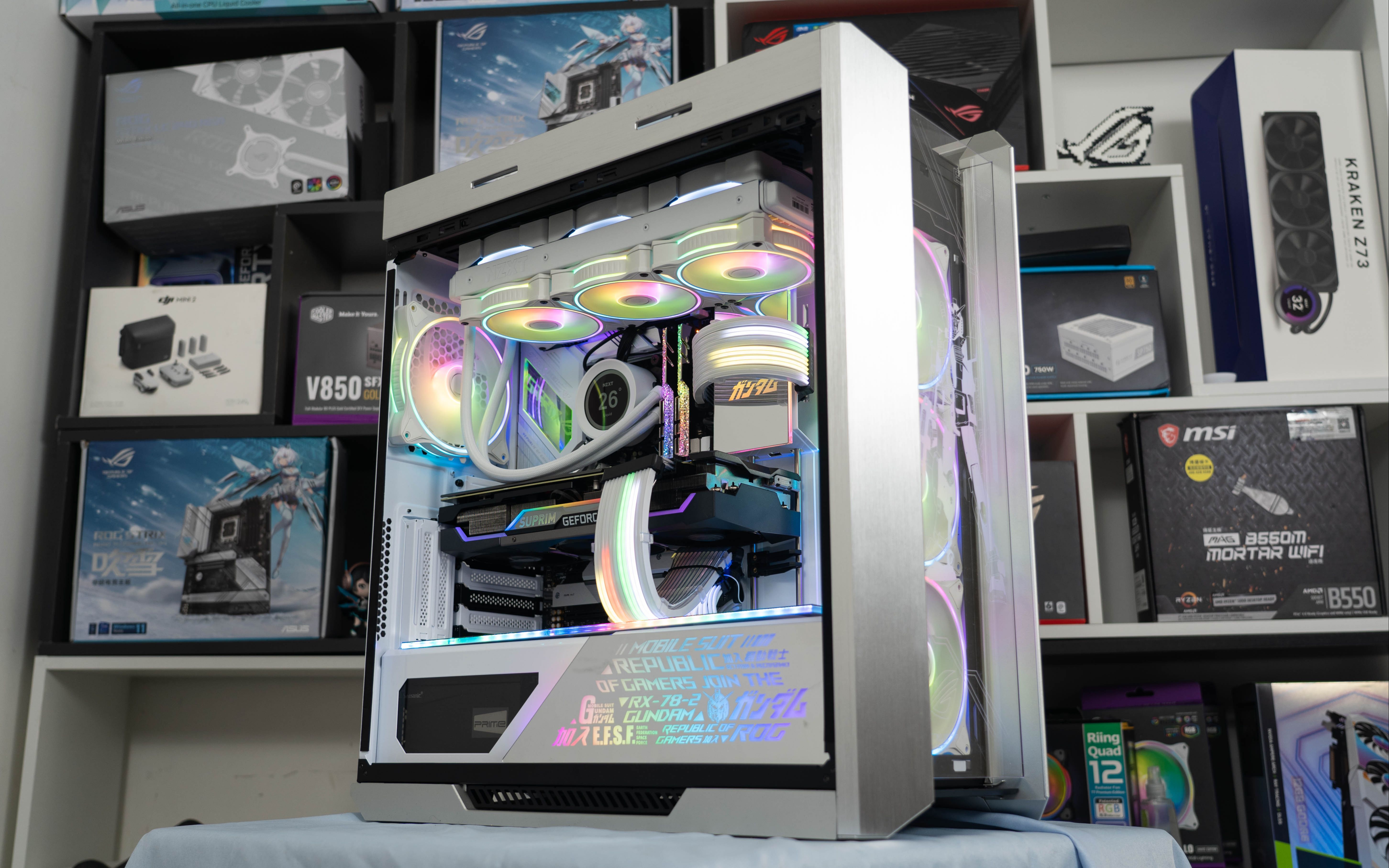 【毛子电脑】华硕ROG太阳神超详细的装机教学,高达定制镜面反射灯...