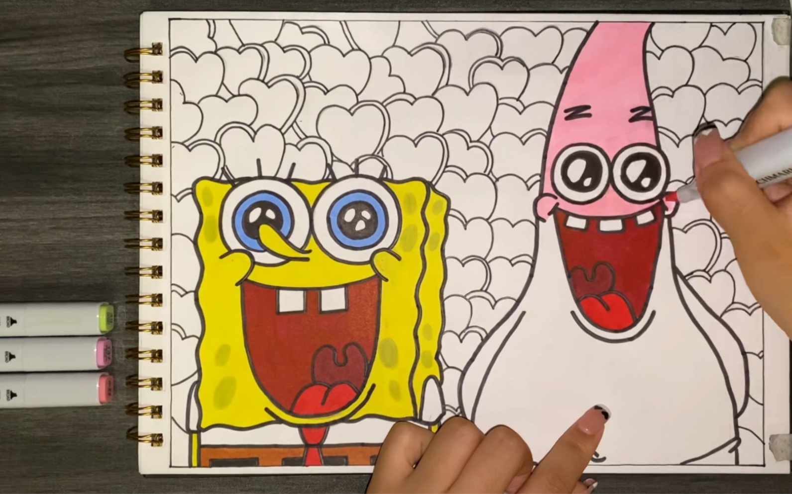 马克笔绘画|海绵宝宝和派大星