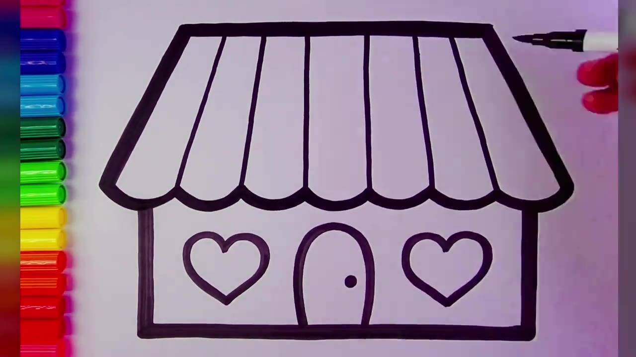 儿童简笔画教孩子画房子并涂色