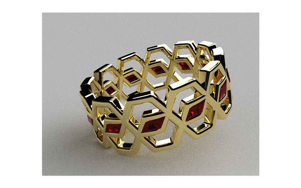 RhinoGold软件珠宝3d建模 蜂巢戒指建模
