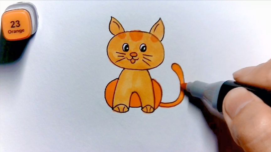 简笔画儿童画大全67.手绘动物猫画法,在家学画画