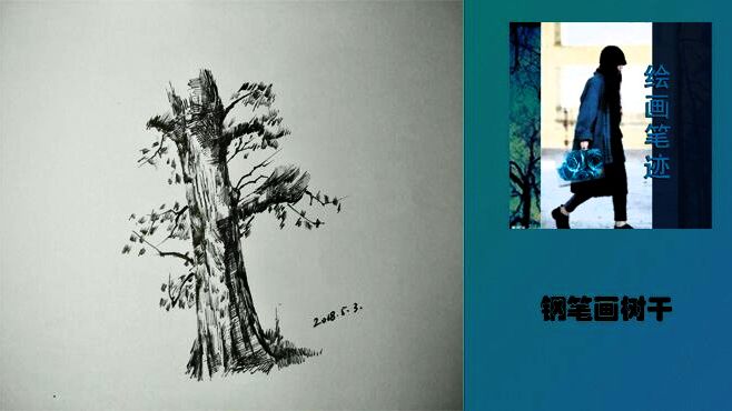钢笔画树干的画法,只是局部