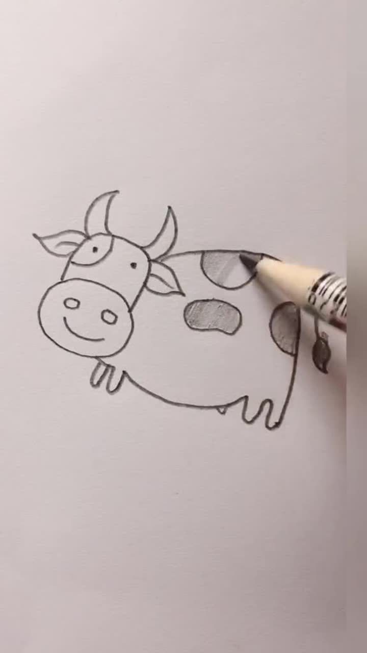 教宝宝快速的画小牛的简笔画