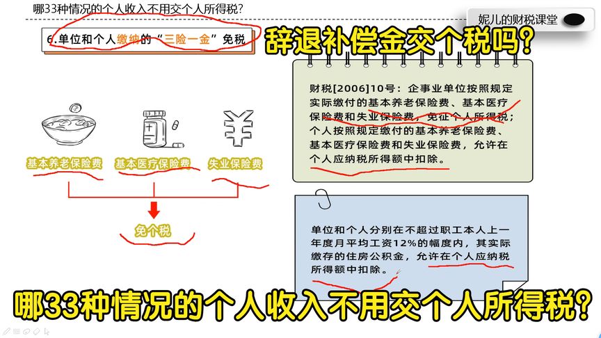 哪33种情况的个人收入不用交个人所得税?辞退补偿金交个税吗?