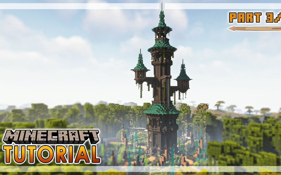 【进阶向建筑】中世纪幻想的巫师塔#3/建筑教程/可下载/Minecraft【...
