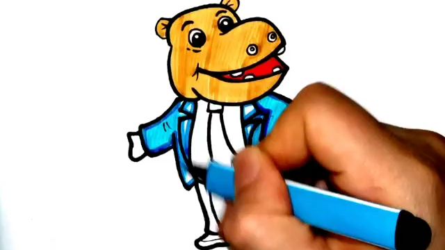 河马先生,卡通画教程,绘画教学!