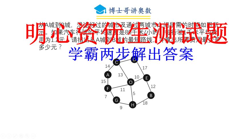 小学奥数试题:计算最短路径,看看学霸怎么做的。