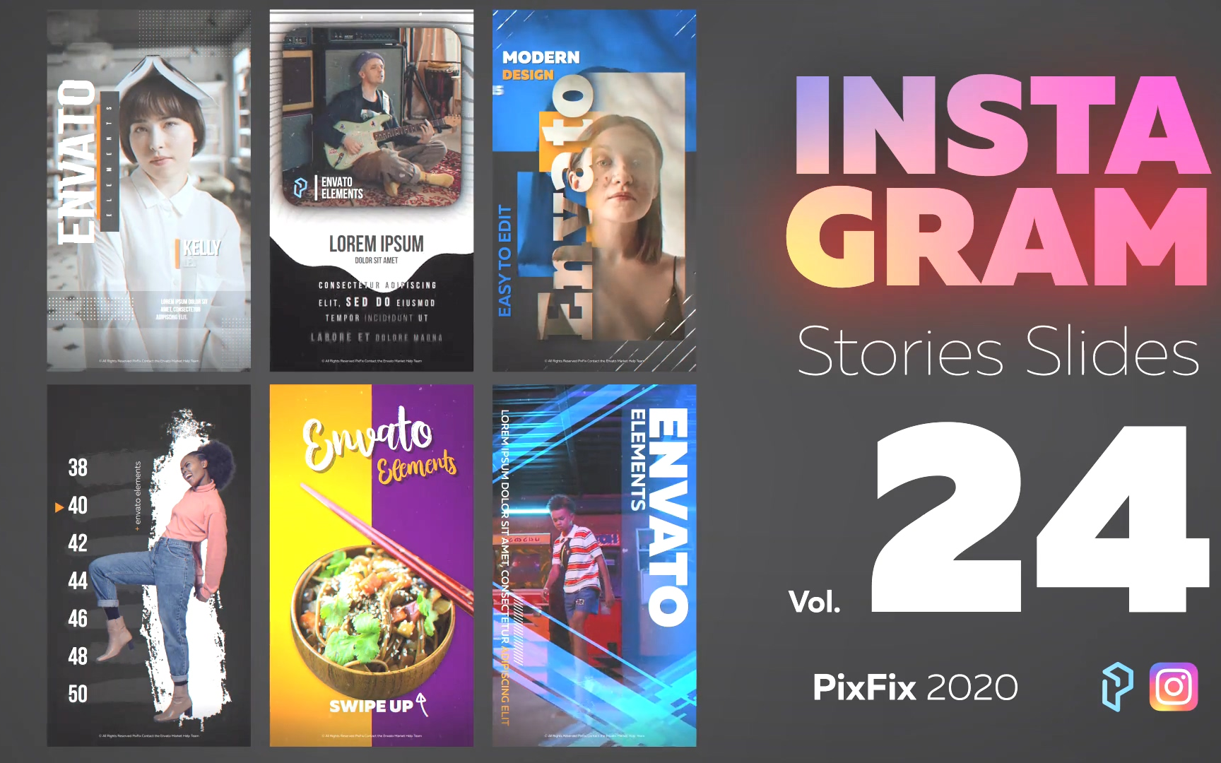 AE模板-6套竖屏动态艺术海报封面模板设计独特且动画精美的广告模板