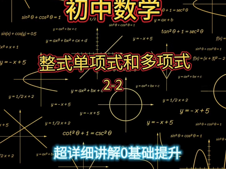 初中数学七年级上册,整式单项式和多项式2-2