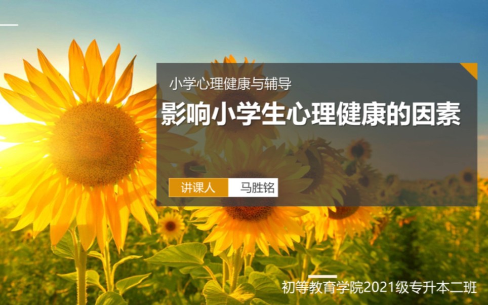 《影响小学生心理健康的因素》小学生心理健康辅导微课视频