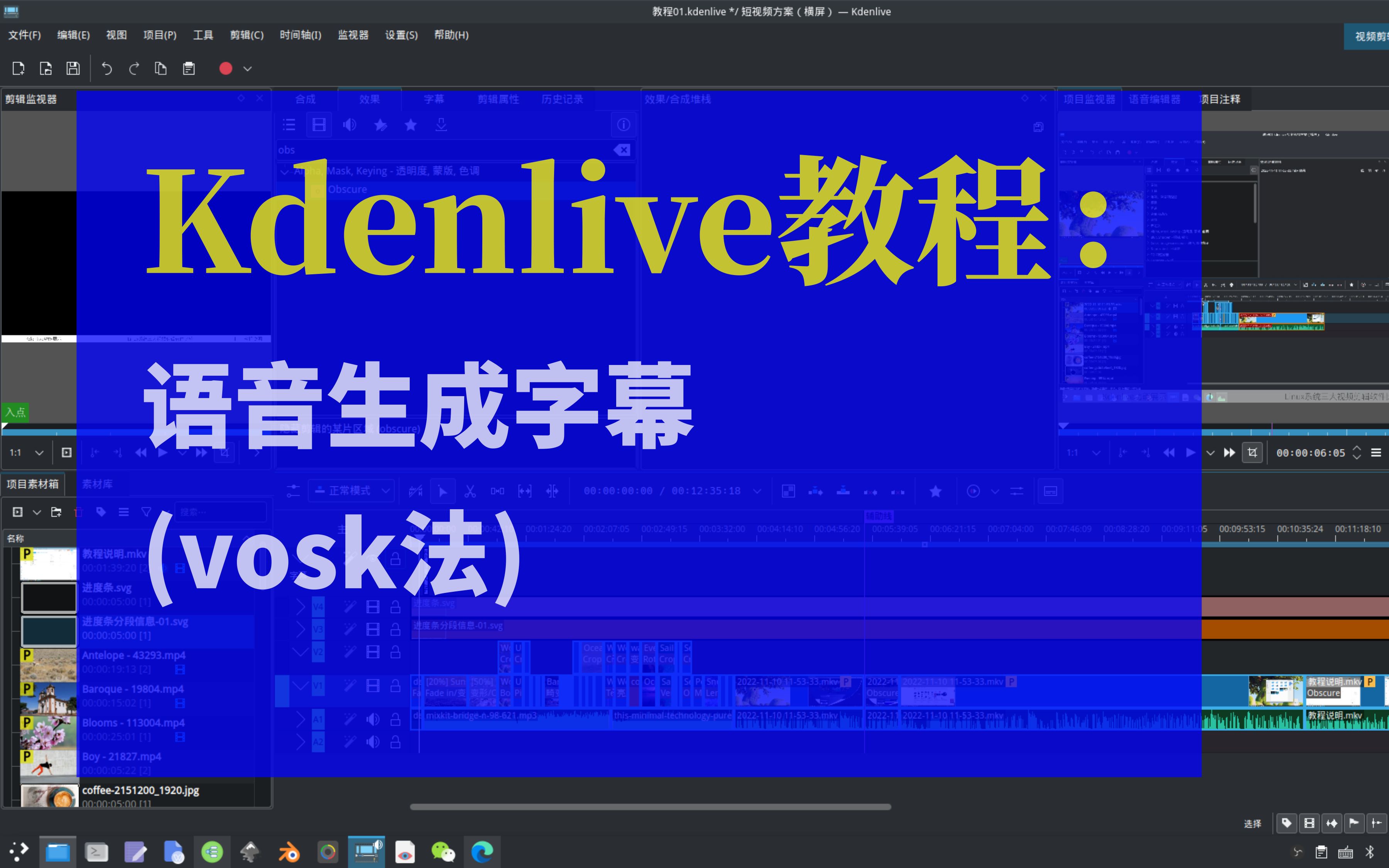 Kdenlive中文教程:语音生成字幕(VOSK法)