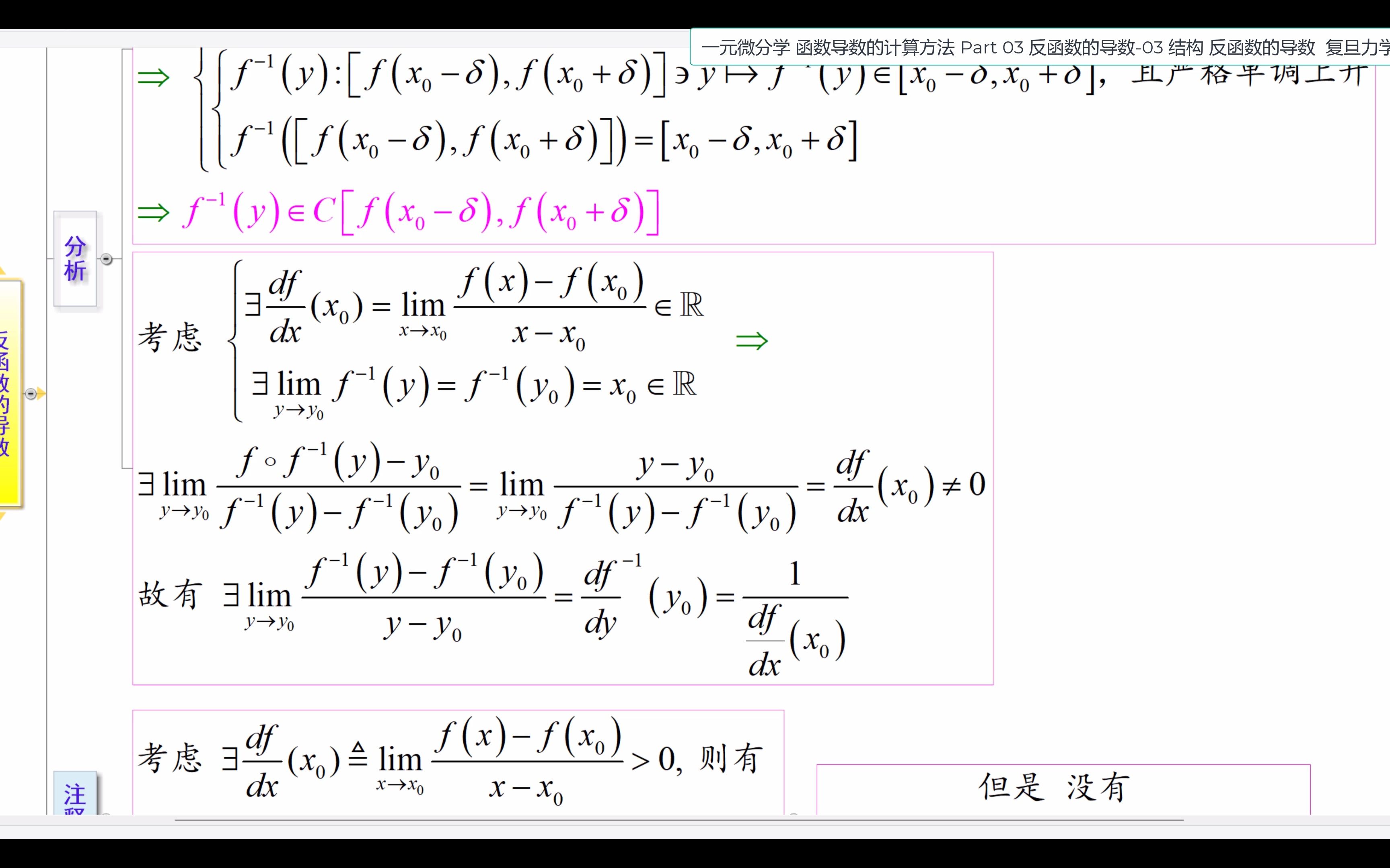 函数导数的计算方法-Part 03 反函数的导数-03 结构 反函数的导数
