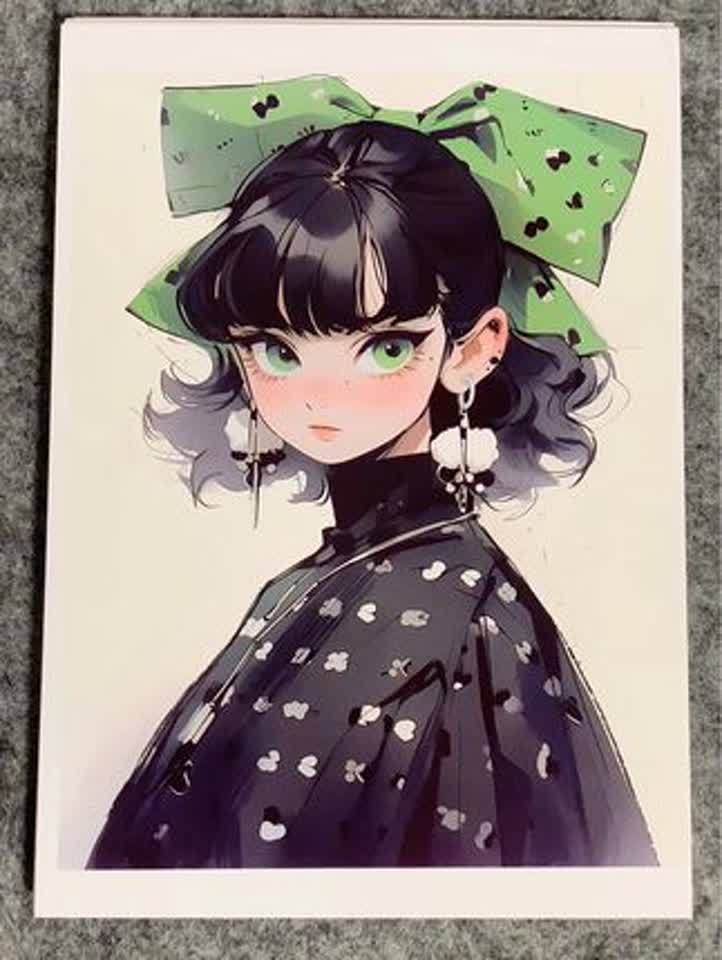 蝴蝶结女孩漫画素材,手绘卡高清图片~#画画 #动漫手绘 #手绘卡 #漫画 .