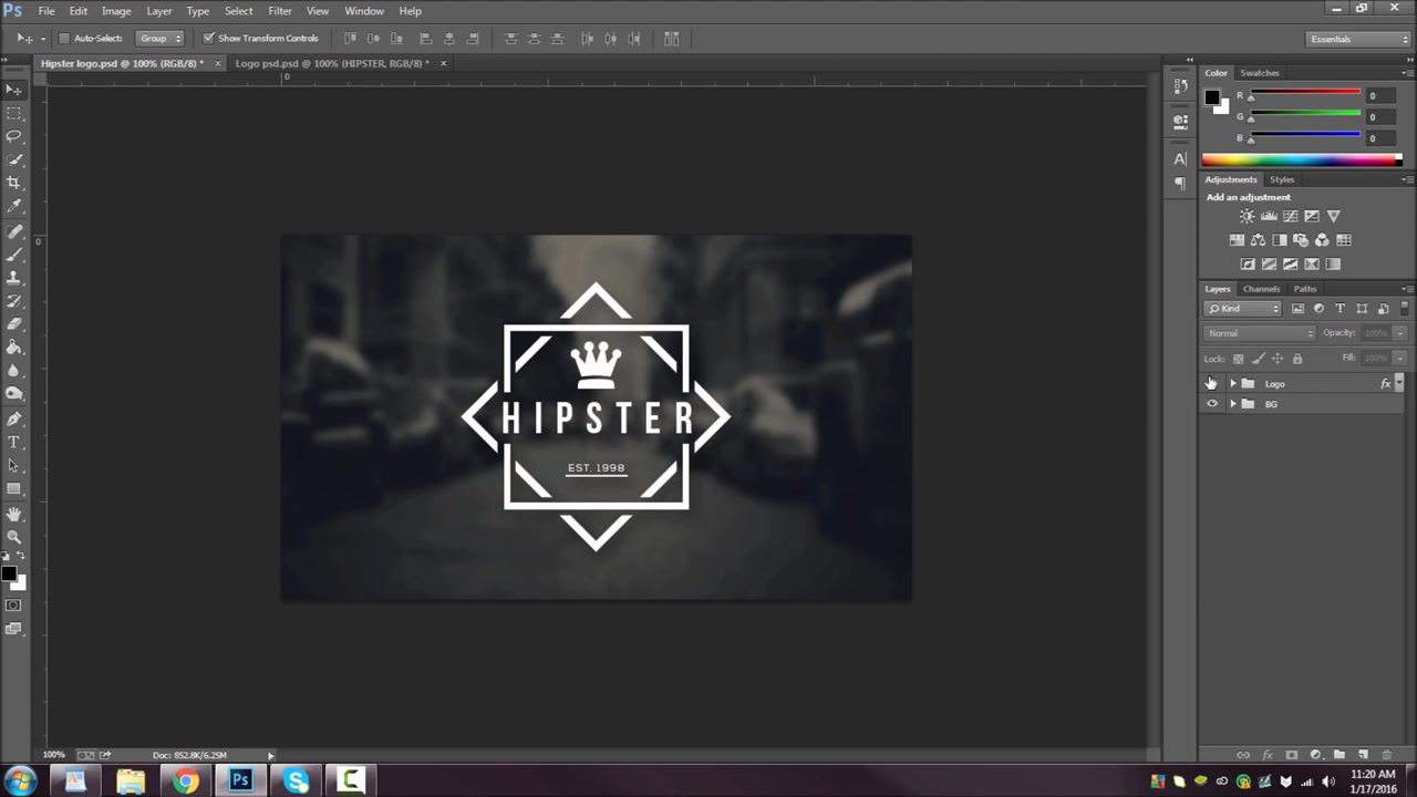 【安个猪头的Y2B】Hipster Logo Design - Photoshop CC Tutorial