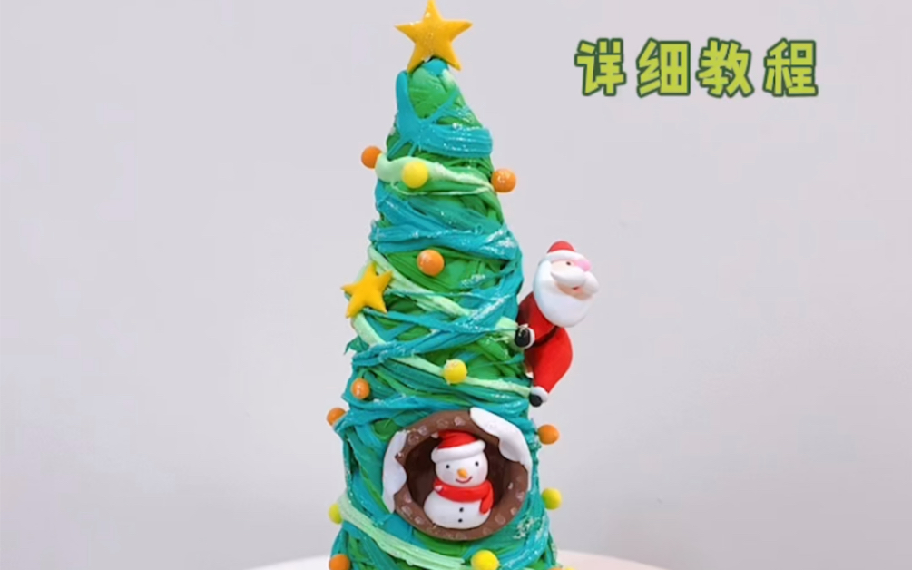 圣诞老人爬圣诞树送礼物粘土手工教程,亲子手工diy圣诞礼物粘土创意...