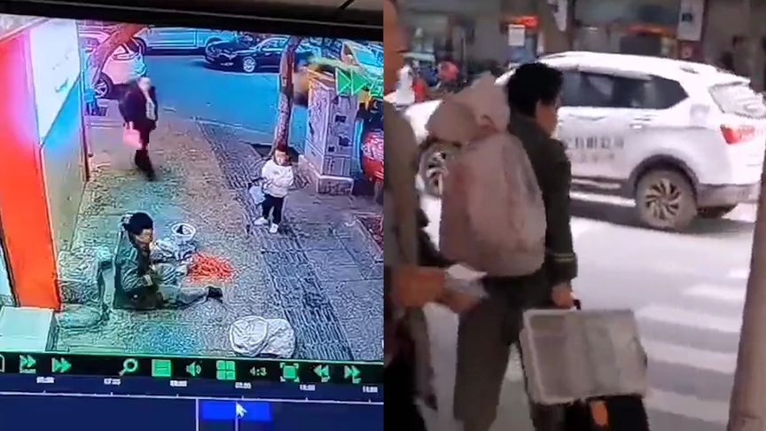 “双腿残疾”男子街头乞讨,众人好心相助,监控却拍下他无耻一幕