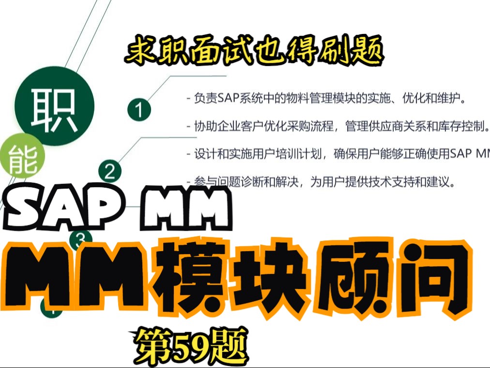 (第59题)SAP MM顾问 SAP MM Consultant外企大厂经典热门必备面试...
