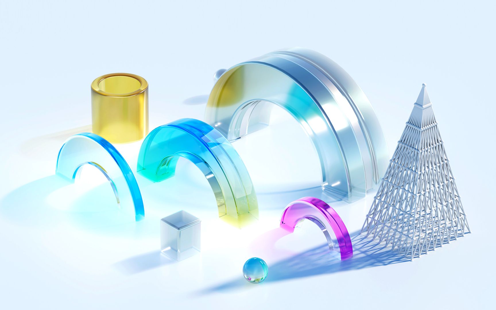 c4d阿诺德渲染器多彩渐变玻璃质感制作方法