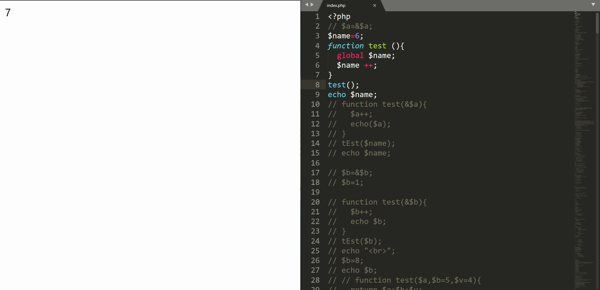 赋值 global function 函数 echo 变量 自增 自定义函数 5.全局跟局部变量...