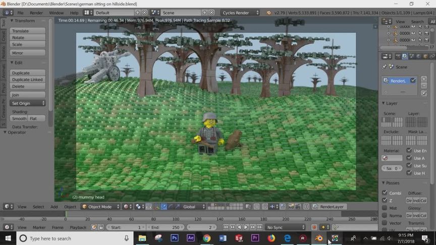 blender-导入乐高模型文件进入blender渲染