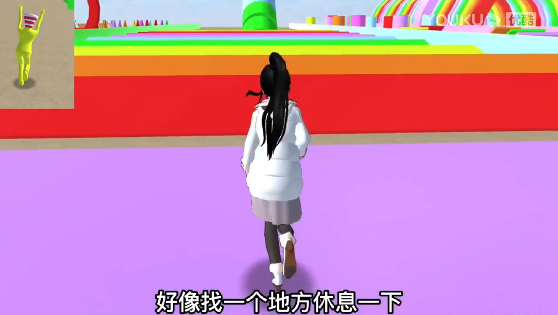 樱花校园模拟器:樱花小镇出现了鸭嘴怪,我要通过彩虹跑酷逃离6